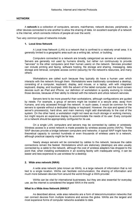 Networks Internet And Internet Protocols Networks Internet And Internet Protocols NETWORK A