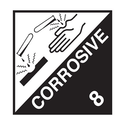 Corrosive 8 250mm Polyprop Perm 50 Labels Per Roll Pdq Label