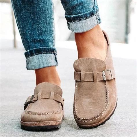 Solid Color Slip On Loafers With Half Support Design Womens Casual