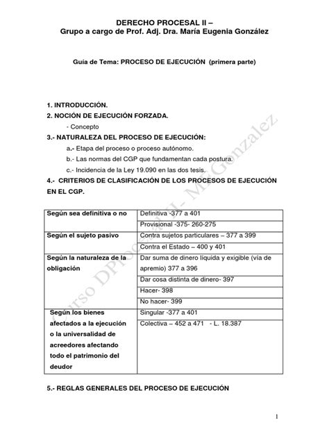 Guía Proceso De Ejecución Primera Parte 2020 Pdf Ley Procesal