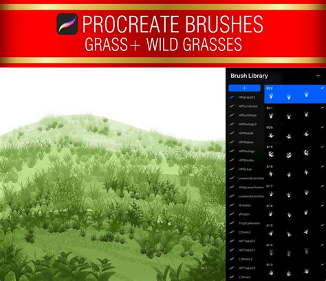 Procreate Grass Brush Procreate Brushes Grass Stamps Procreate