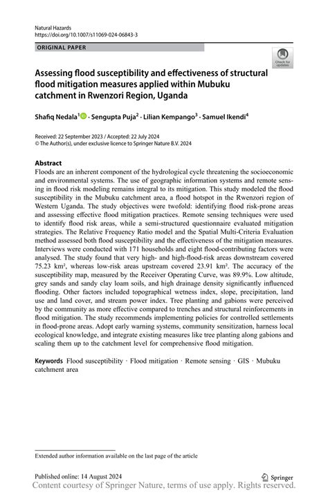 Assessing Flood Susceptibility And Effectiveness Of Structural Flood Mitigation Measures Applied