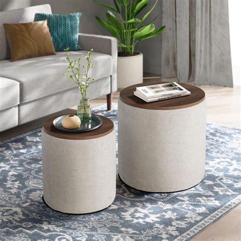Lifestyle Solutions Avery 2 Piece Nested Storage Ottoman In Linen