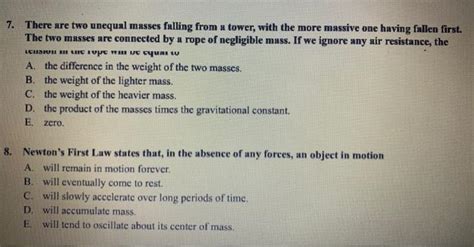 Solved 7 There Are Two Unequal Masses Falling From A Tower