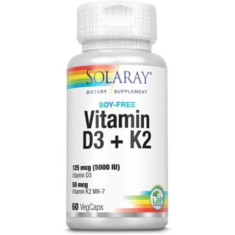 Original Solaray Vitamin D3 K2 5000 Iu 60 Veg Vitamin D3k2 Tulang