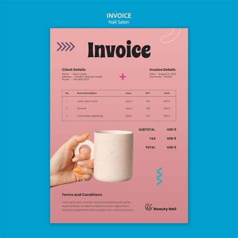 Premium Psd Flat Design Nail Salon Invoice Template