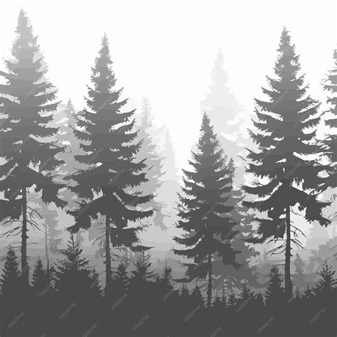 Premium Vector A Black And White Drawing Of A Forest With Trees In The Background