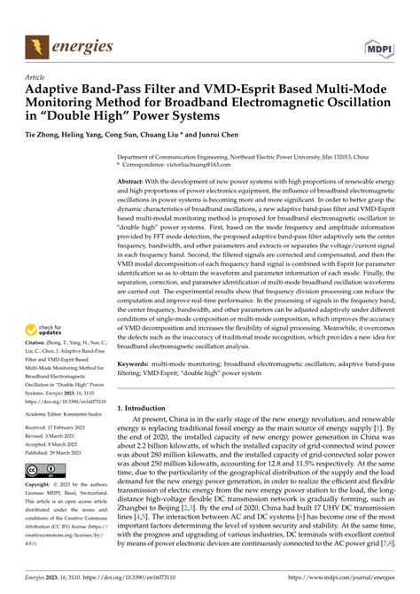 Pdf Adaptive Band Pass Filter And Vmd Esprit Based Multi Mode Monitoring Method For Broadband