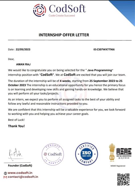 Aman Raj On Linkedin Codsoft Codsoft Internship Java