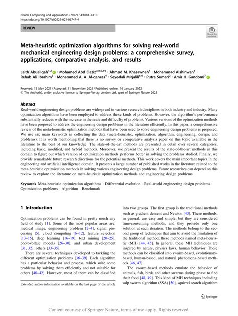 Meta Heuristic Optimization Algorithms For Solving Real World