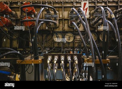 Industrial Machine Part Connected High Voltage Cables Voltmeters And Pipes Stock Photo Alamy