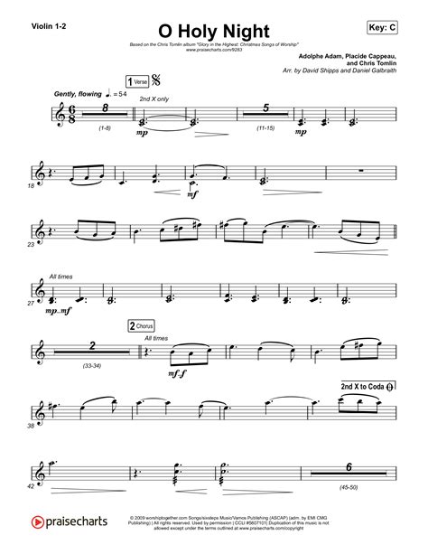 O Holy Night Violin Sheet Music Pdf Chris Tomlin Praisecharts