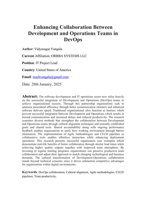Pdf Enhancing Collaboration Between Development And Operations Teams