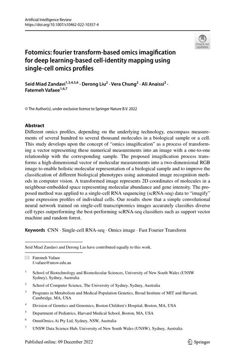Pdf Fotomics Fourier Transform Based Omics Imaication For Deep Learning Based Cell