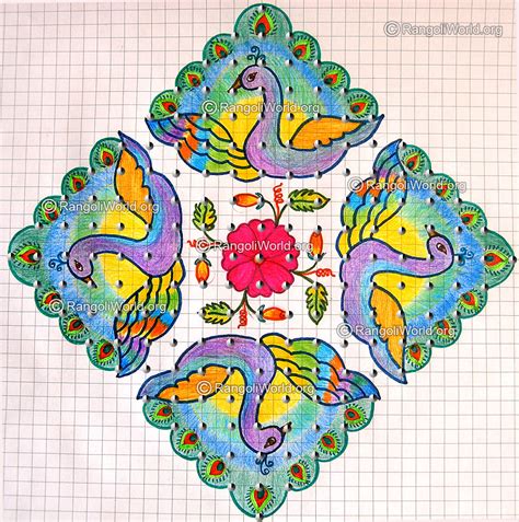 Peacock Kolam 19 1 Parallel Dots Neer Pulli