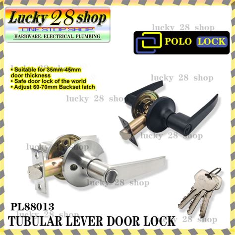 Pl88013 Pololock Tubular Lever Handle Door Lock Matte Black Stainless