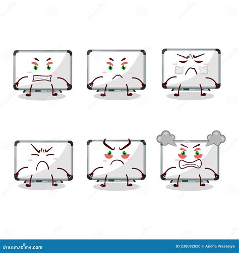 White Board Cartoon Character With Various Angry Expressions Stock