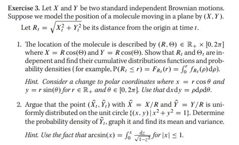 Exercise Let X And Y Be Two Standard Independent Chegg Com