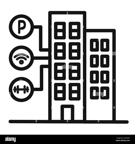 Building Amenities Icon Vector Symbol Or Sign Set Collection In Black