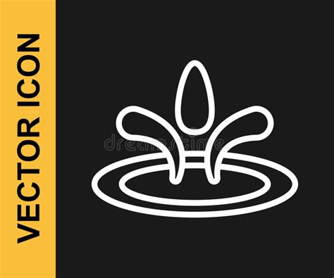 White Line Water Drop Icon Isolated On Black Background Vector Stock Illustration