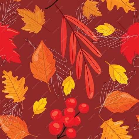 Premium Vector Seamless Pattern With Colorful Autumn Leaves