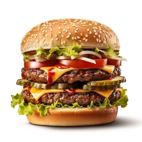 Premium Ai Image A Hamburger With A Hamburger And A Slice Of Tomato On It