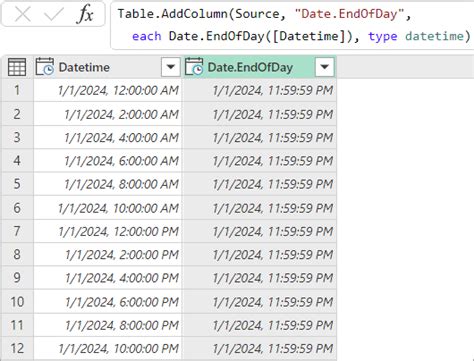 date endofday date function power query m