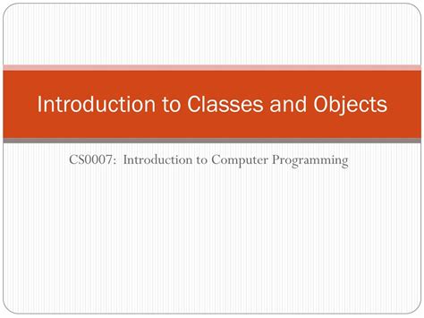 Ppt Introduction To Classes And Objects In Programming Powerpoint