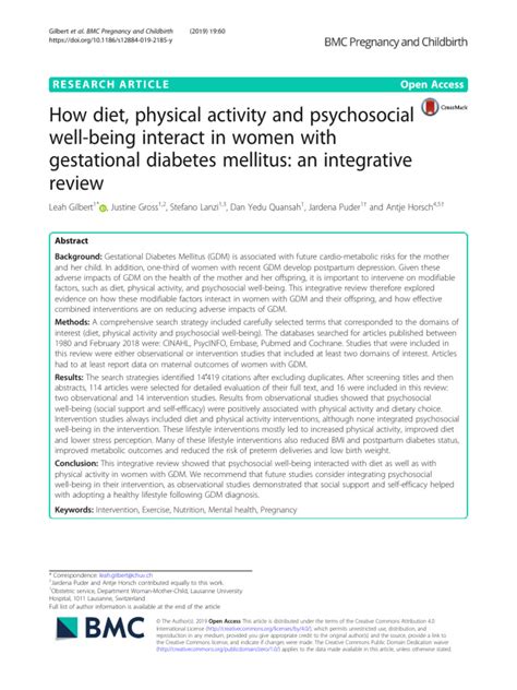 How Diet Physical Activity And Psychosocial W Pdf Gestational Diabetes Dieting