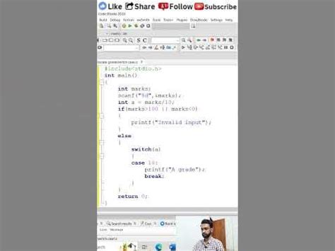 Calculate grade for a student using switch case in C programming. Problem_Solving#13 #shorts ...