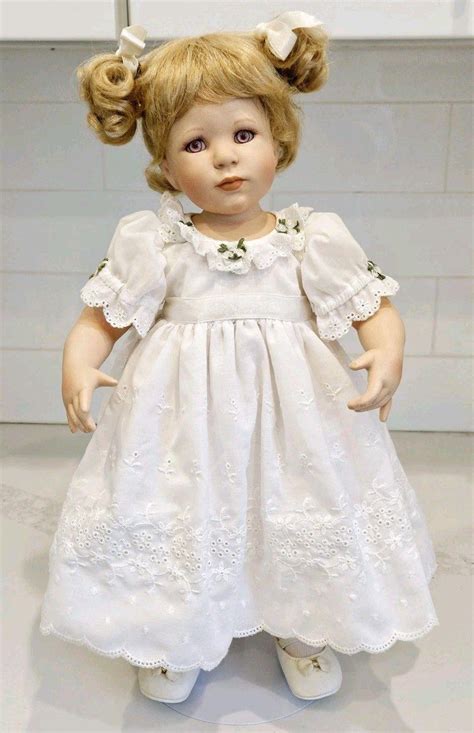 Jeanne Singer Porcelain Doll 19 Blonde Dress Stand Included Mint