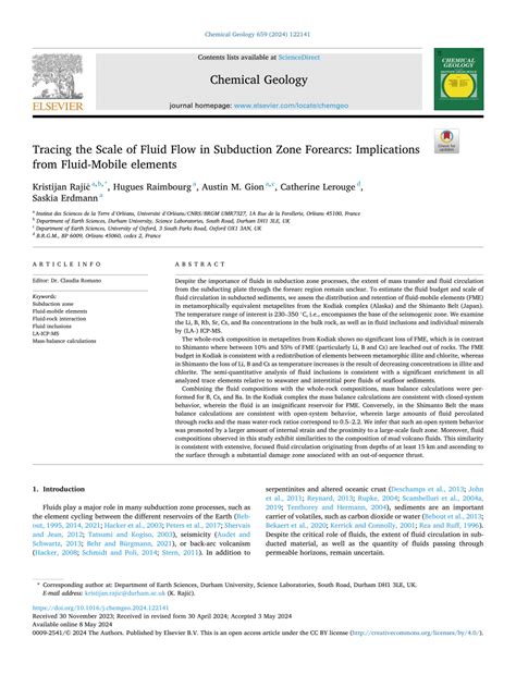pdf tracing the scale of fluid flow in subduction zone forearcs