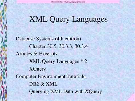 Ppt Xml Query Languages Powerpoint Presentation Free Download Id4080311