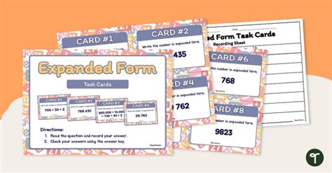 Expanded Form Task Cards Teach Starter