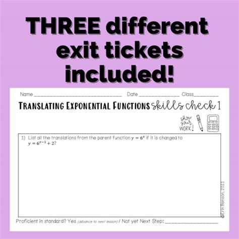 Translating Exponential Functions Notes And Practice Tpt