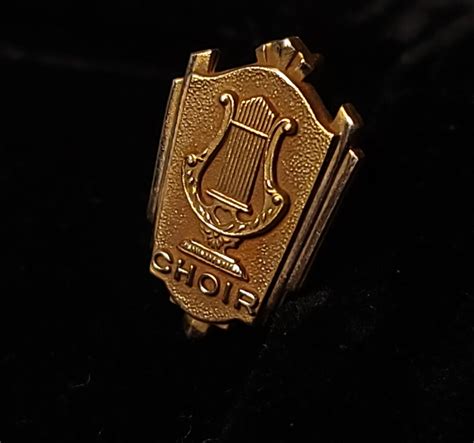 Vintage Herff Jones Choir Pin 1 10 10k Gold Filled Lyre Lapel Badge Etsy