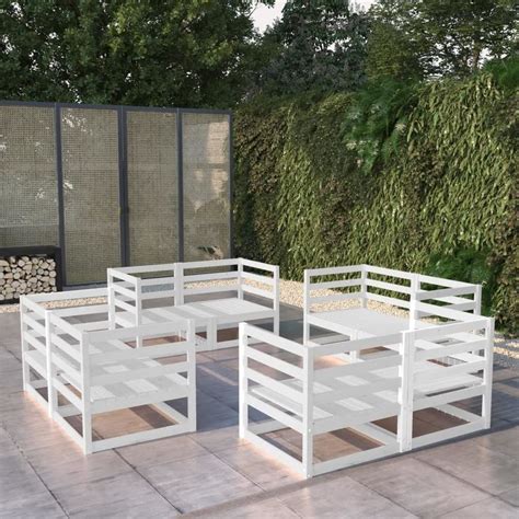 8 Piece Garden Lounge Set White Solid Pinewood Vidaxl Big W