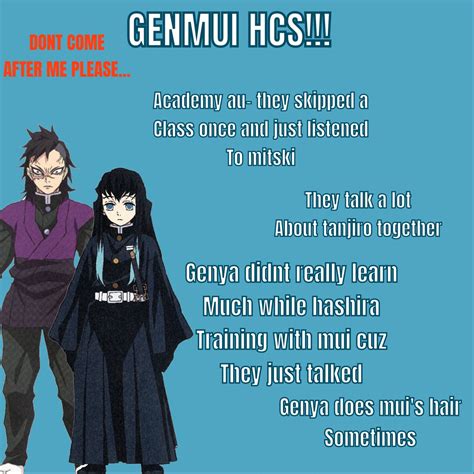 Genmui Hcs In 2024 Headcanon Slayer Anime Anime Ships