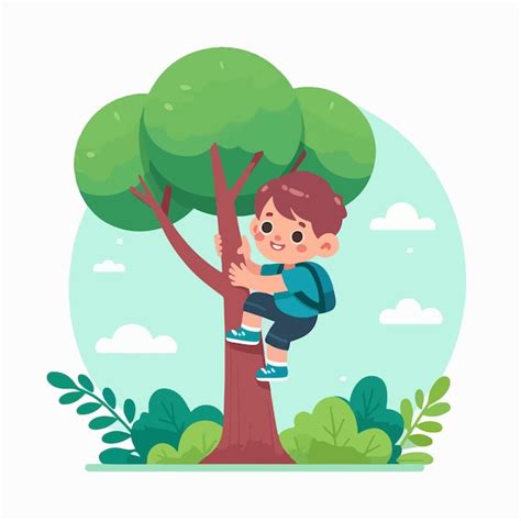 Vector Image Of Little Boy Climbing Tree Premium Ai Generated Vector