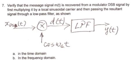 Solved Verify That The Message Signal M T Is Recovered From Chegg