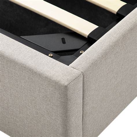 Kimberly Winged Upholstered Storage Bed Sand Fabric Daals