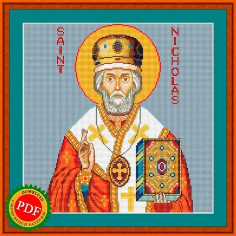 Saint Nicholas Icon Cross Stitch Pattern Christian Icon