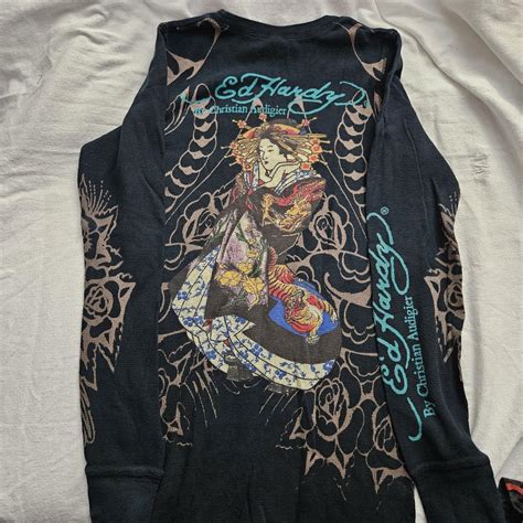 Vintage Rare Ed Hardy Long Sleeve Shirt Size Small Depop