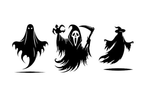 Set Ghost Silhouette Vector Art Illustration Premium Ai Generated Vector