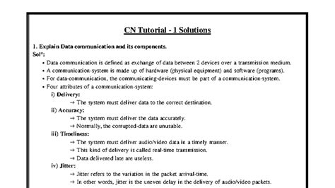 Cn Tutorial 1 Solutions Data Communication Concepts Explained Studocu