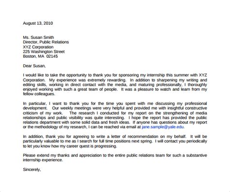 Free 13 Sample Internship Thank You Letter Templates In Pdf Ms Word