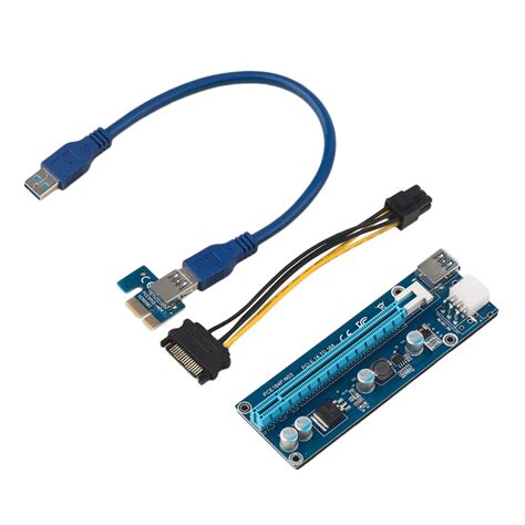 PCIE 1X To 16X 6Pin Extender Riser Card Adapter Cable 0 6M Extender Riser Card Cable With USB 3