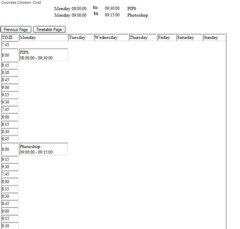 Creating A Time Table Schedule Help Php Daniweb