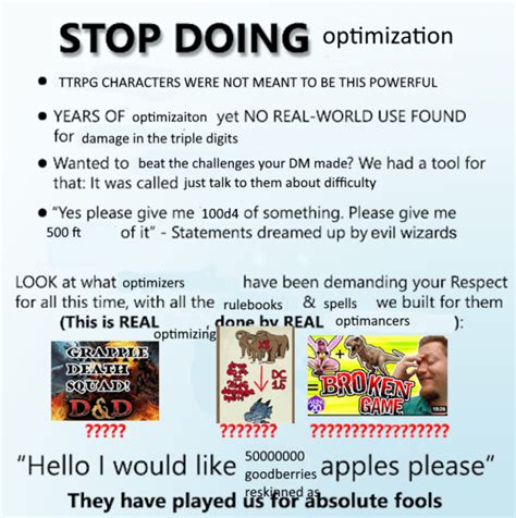 Stop Doing Optimization Rdndmemes