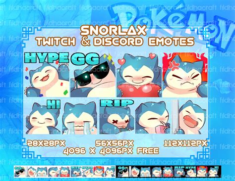 Snorlax Twitch Emotes Bundle Snorlax Emotes Pack Snorlax Discord Emotes Cute Chibi Emotes